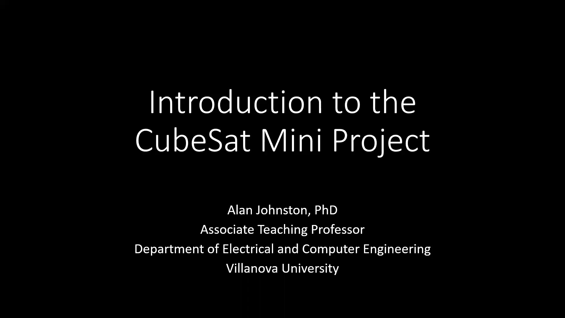 Introduction to the CubeSat Project